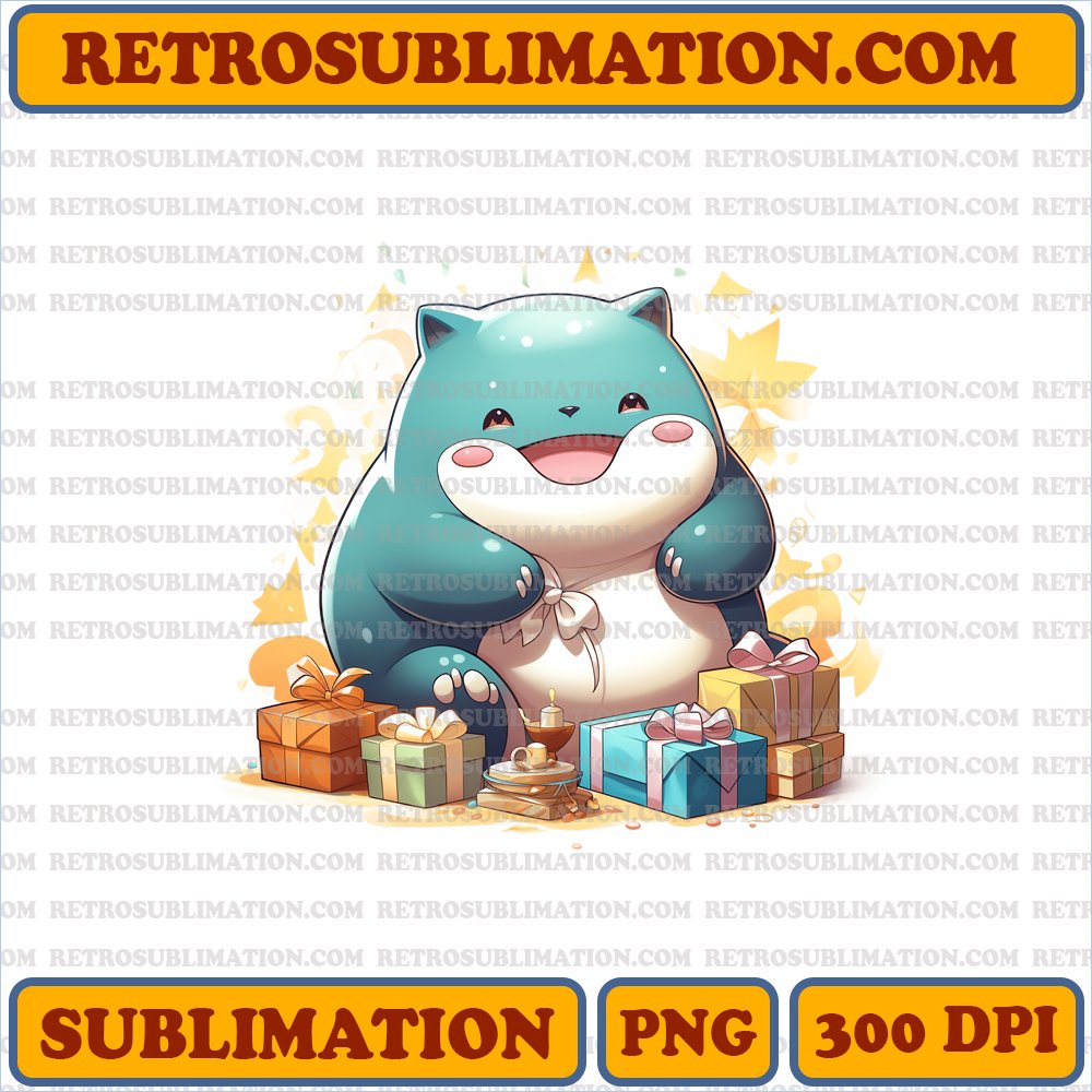 Snorlax Happy Hugging - Present Joy - PNG Sublimation Digital Download