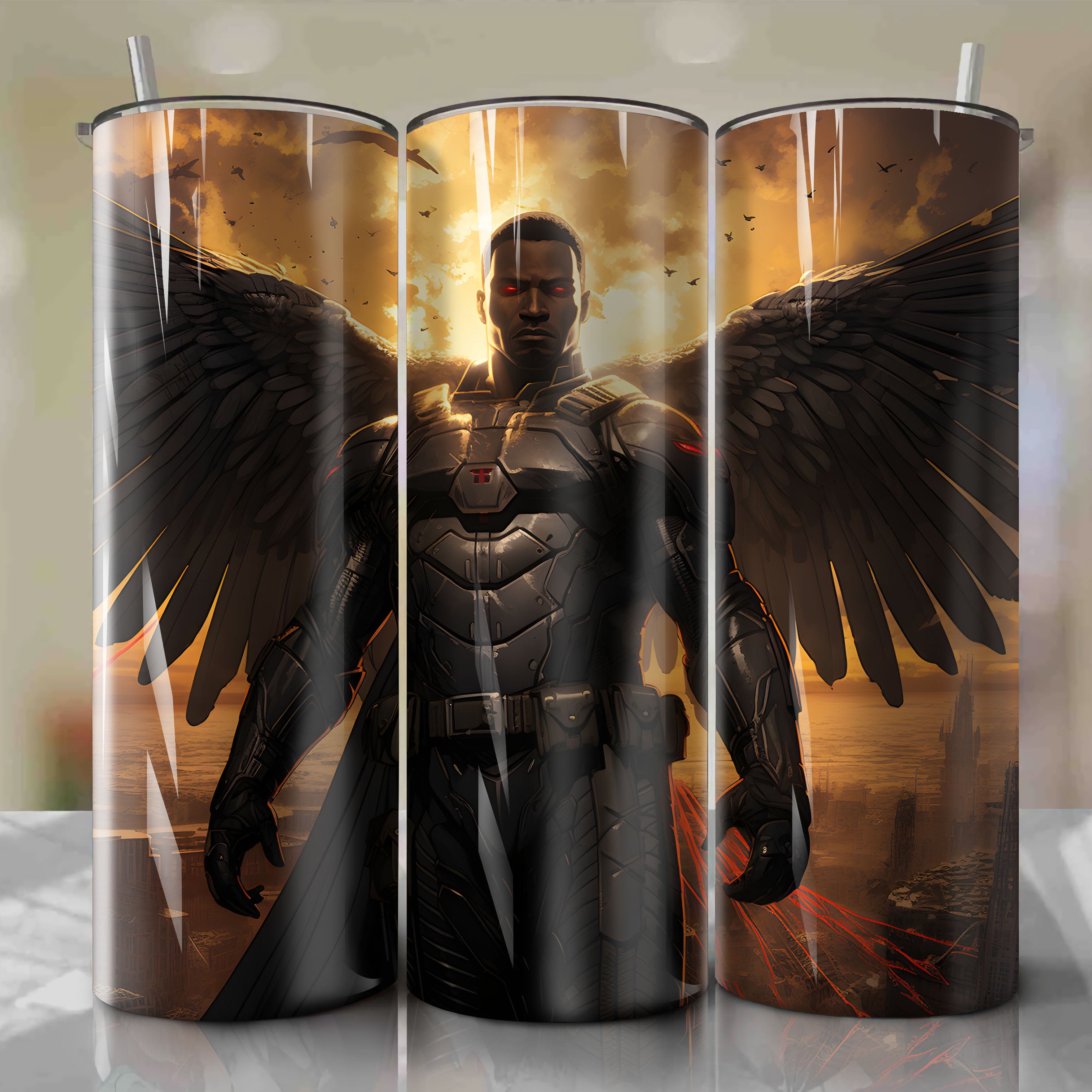 20 Oz Tumbler Wrap - Falcon, the Courageous Avenger Soaring through th