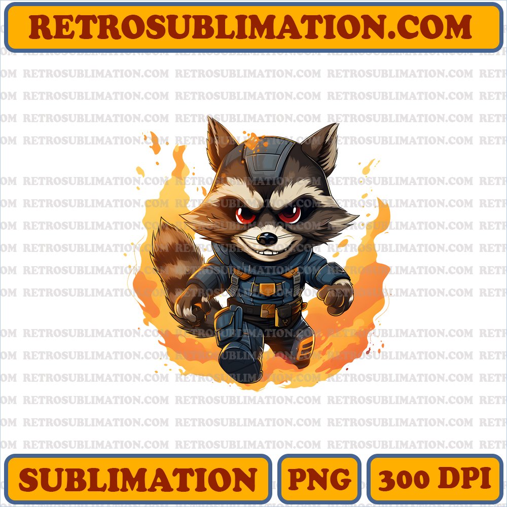 Digital Download - Rocket Raccoon Chibi Flying with Jet Boots PNG