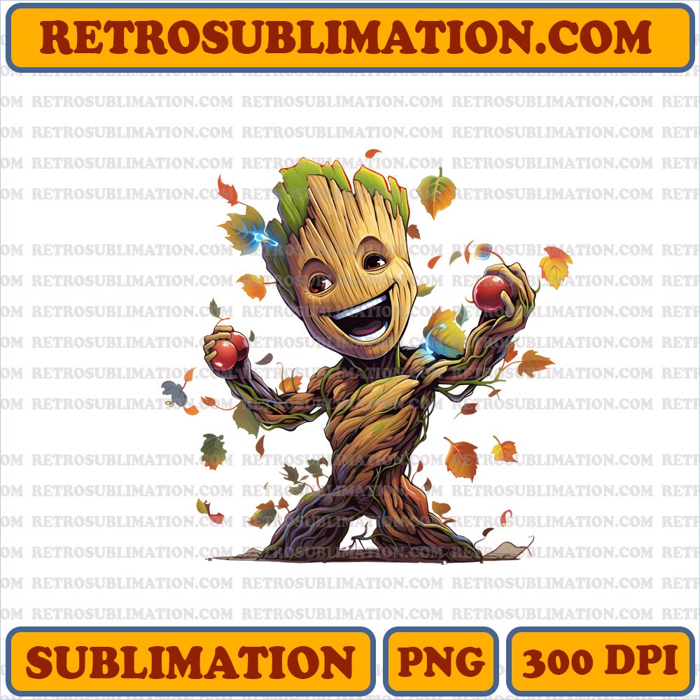 Smiling Adult Groot Thanksgiving Sublimation PNG - Unique Holiday Danc