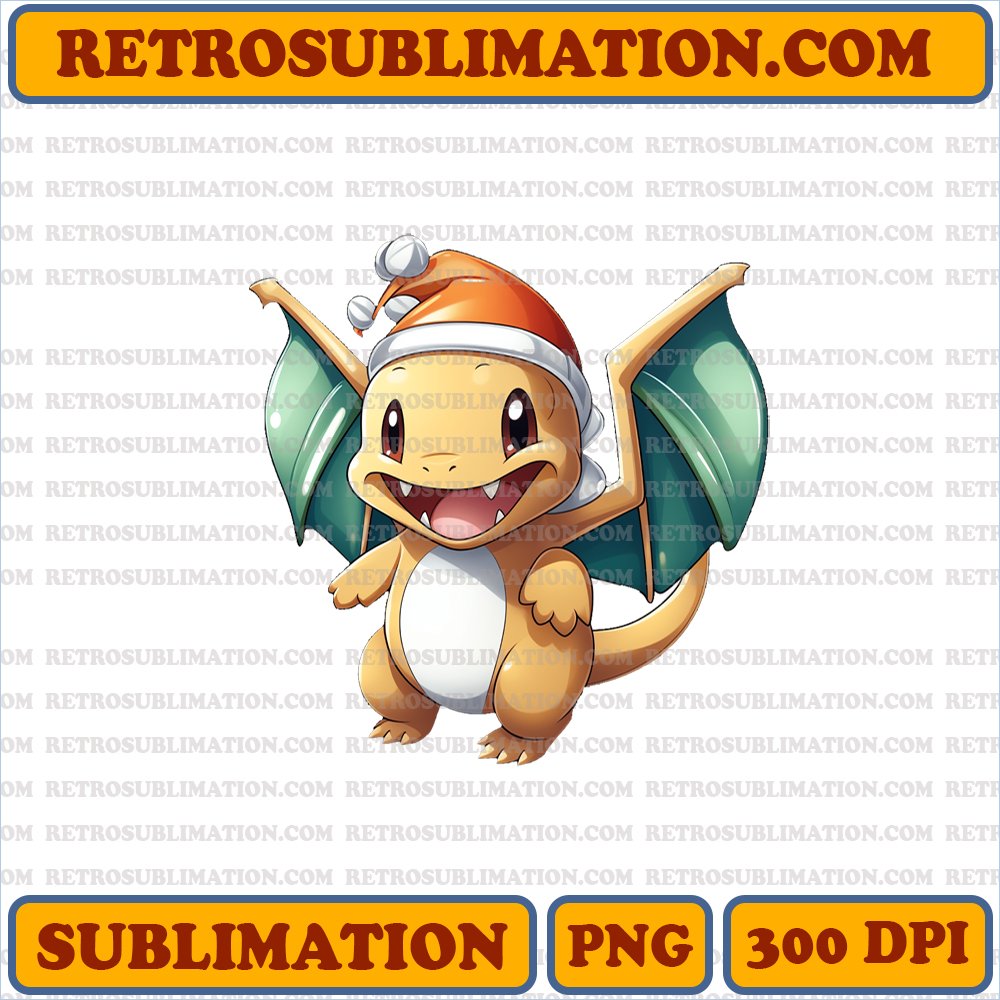 Dragonite Santa Hat - Playful Cartoon Graphic - Vibrant Sublimation PN