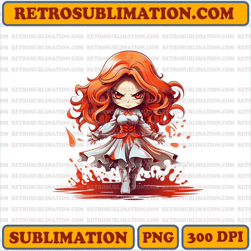 Fierce Carrie White - Chibi Halloween Decorations PNG Digital Download