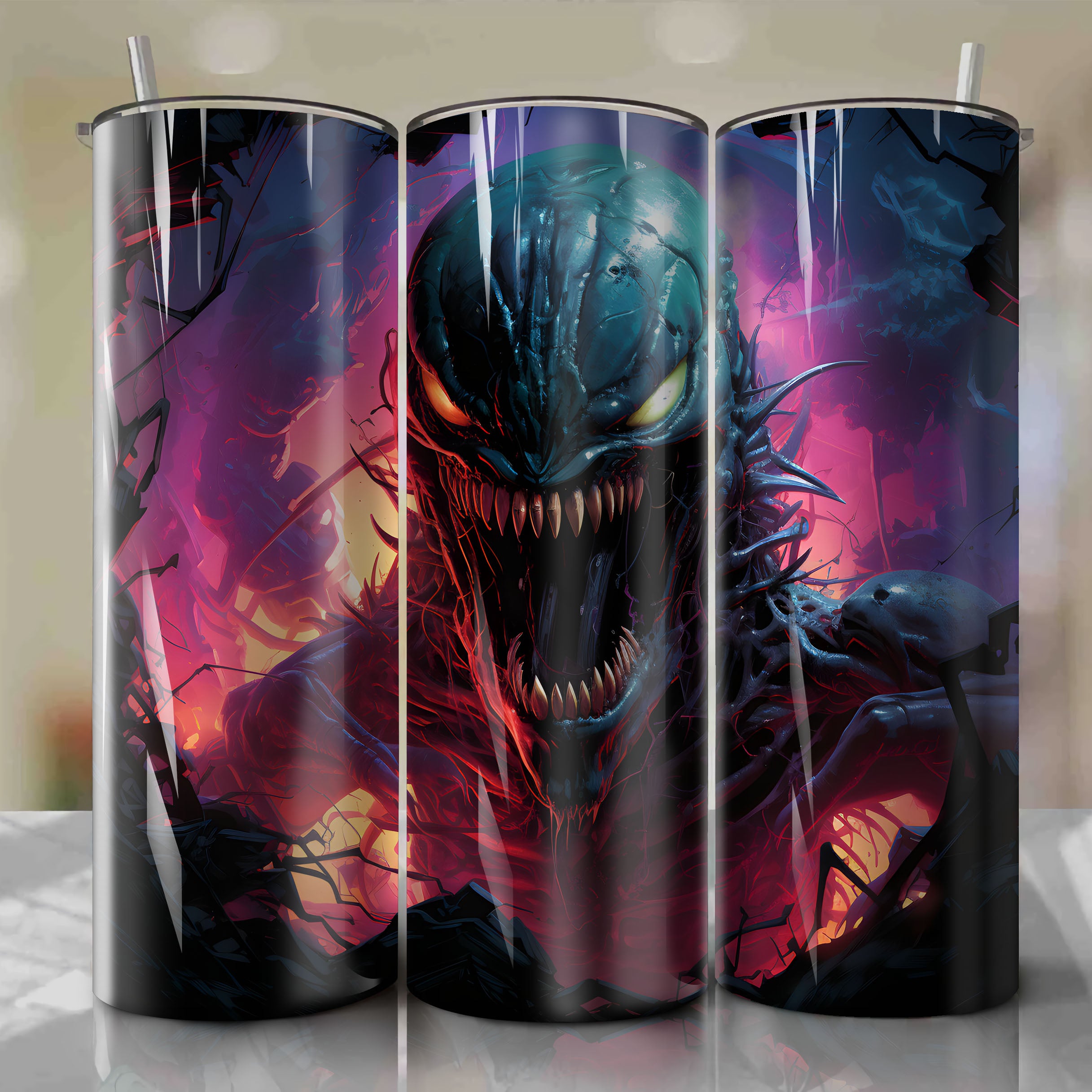 Alien 20 Oz Tumbler Wrap - Captivating 3D Artwork