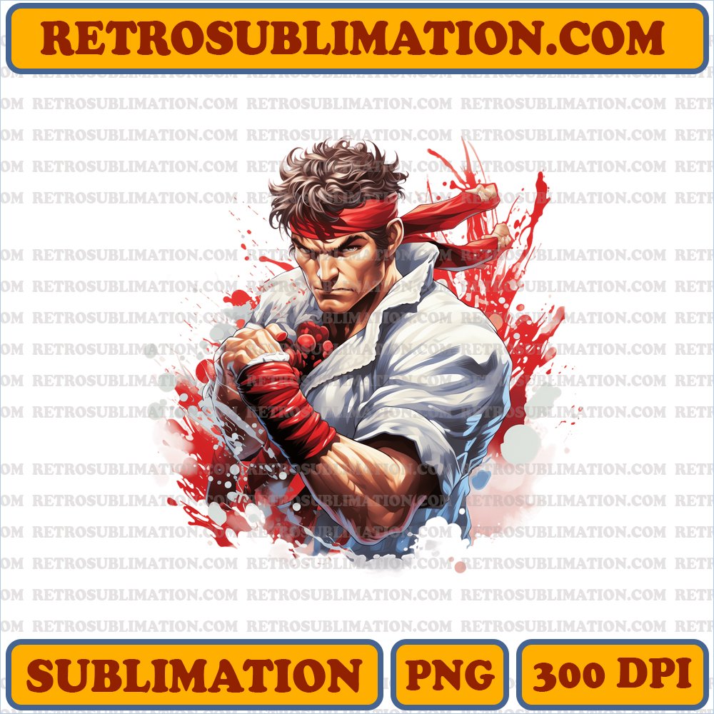 Christmas Ryu - Candy Cane Break - Powerful Punch - Sublimation PNG