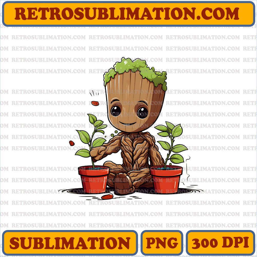 Chibi Groot - Curious Toy Plant Watering - Bootleg Style - Digital Dow