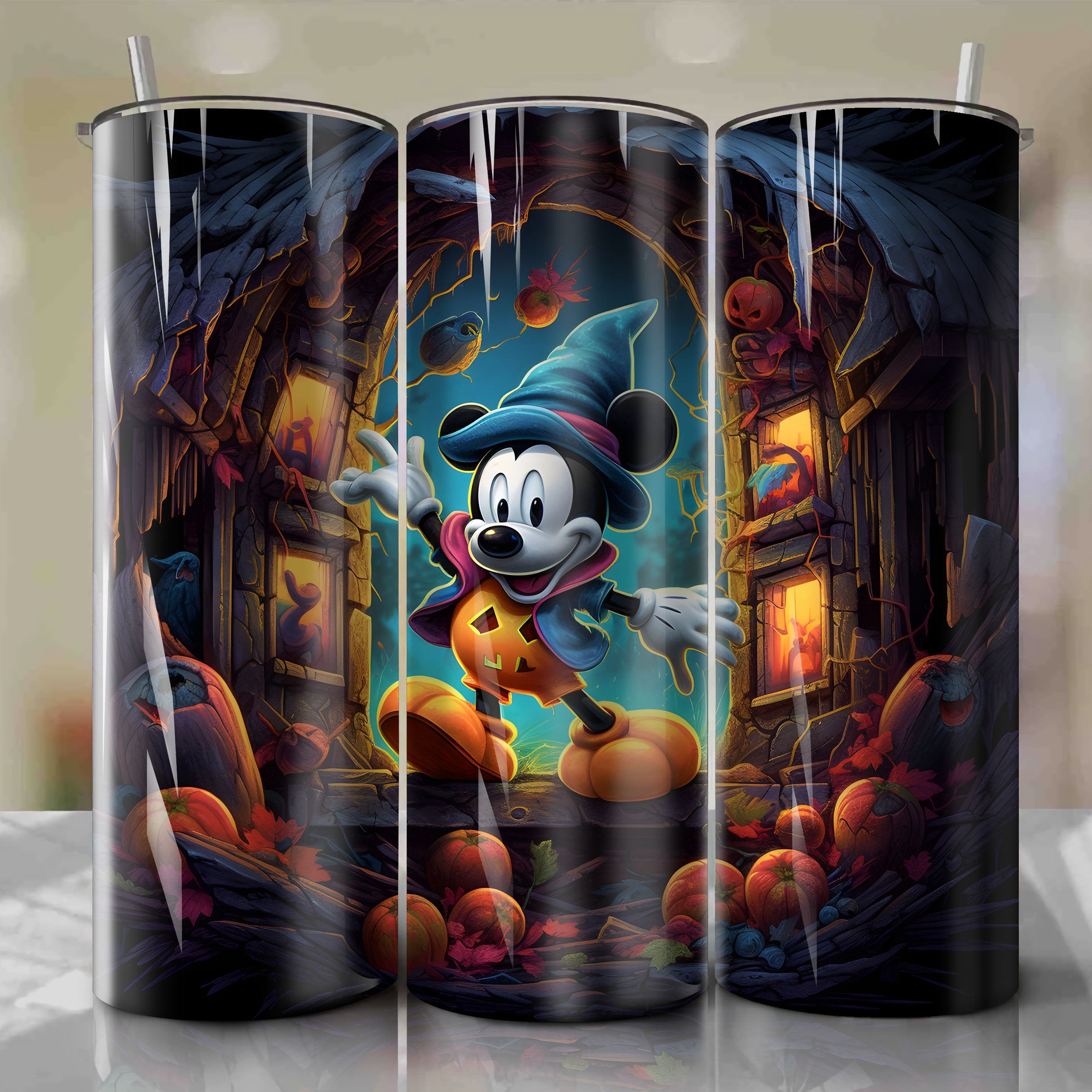 Haunted Mickey Skinny Tumbler Wrap - 20oz Halloween Edition - Digital