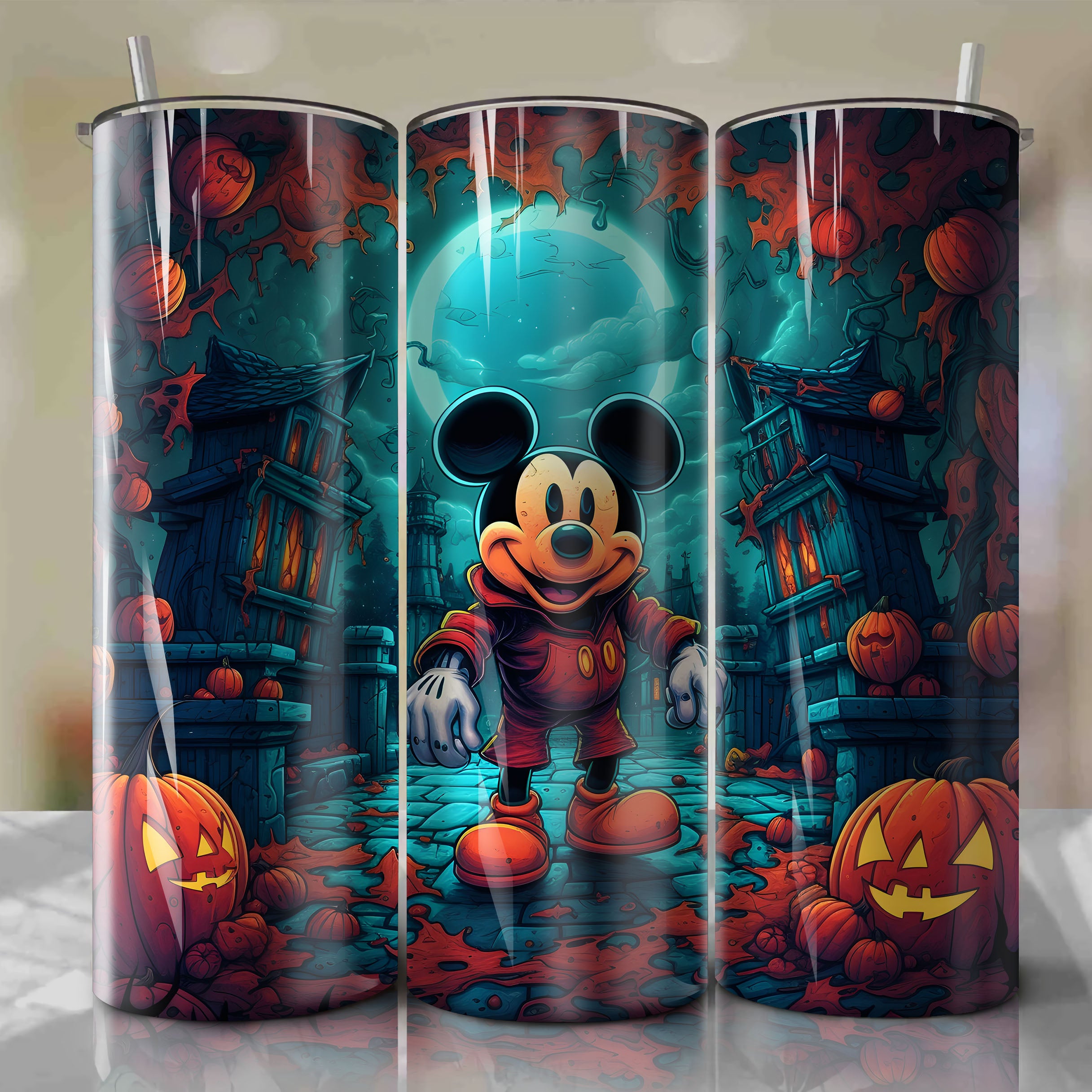 Haunted Mickey Skinny Tumbler Wrap - 20oz Halloween Edition - Instant