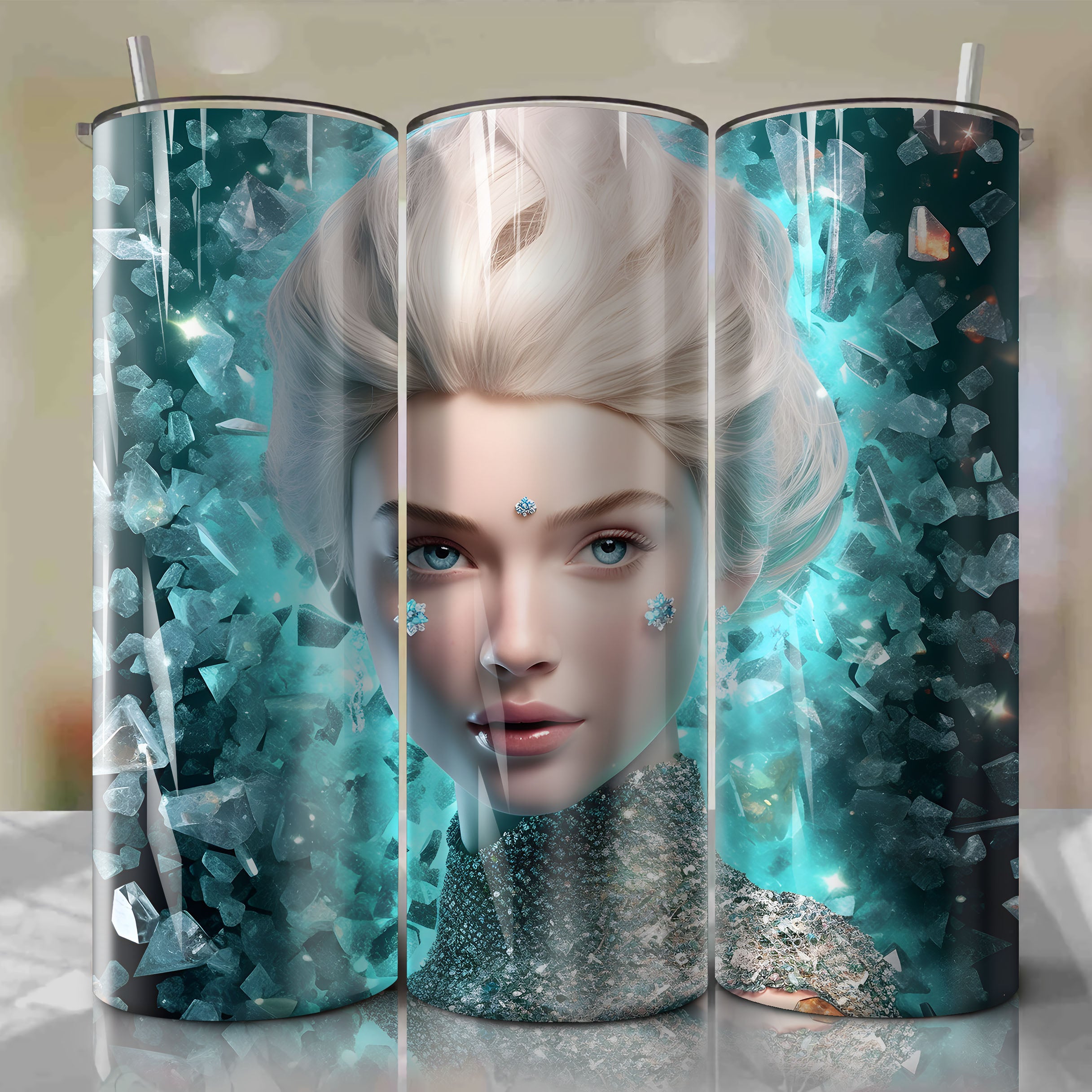 Elsa | 3D Bling | Wrap PNG Skinny Tumbler 20oz | Sublimation | Digital