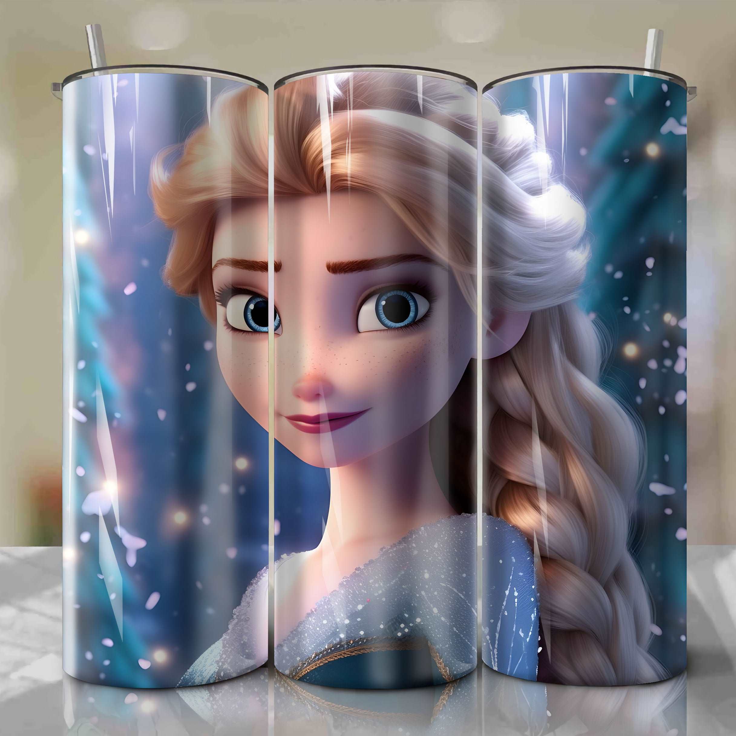 Frozen Elsa 3D Bling Wrap Skinny Tumbler 20oz - Sublimation Design - D