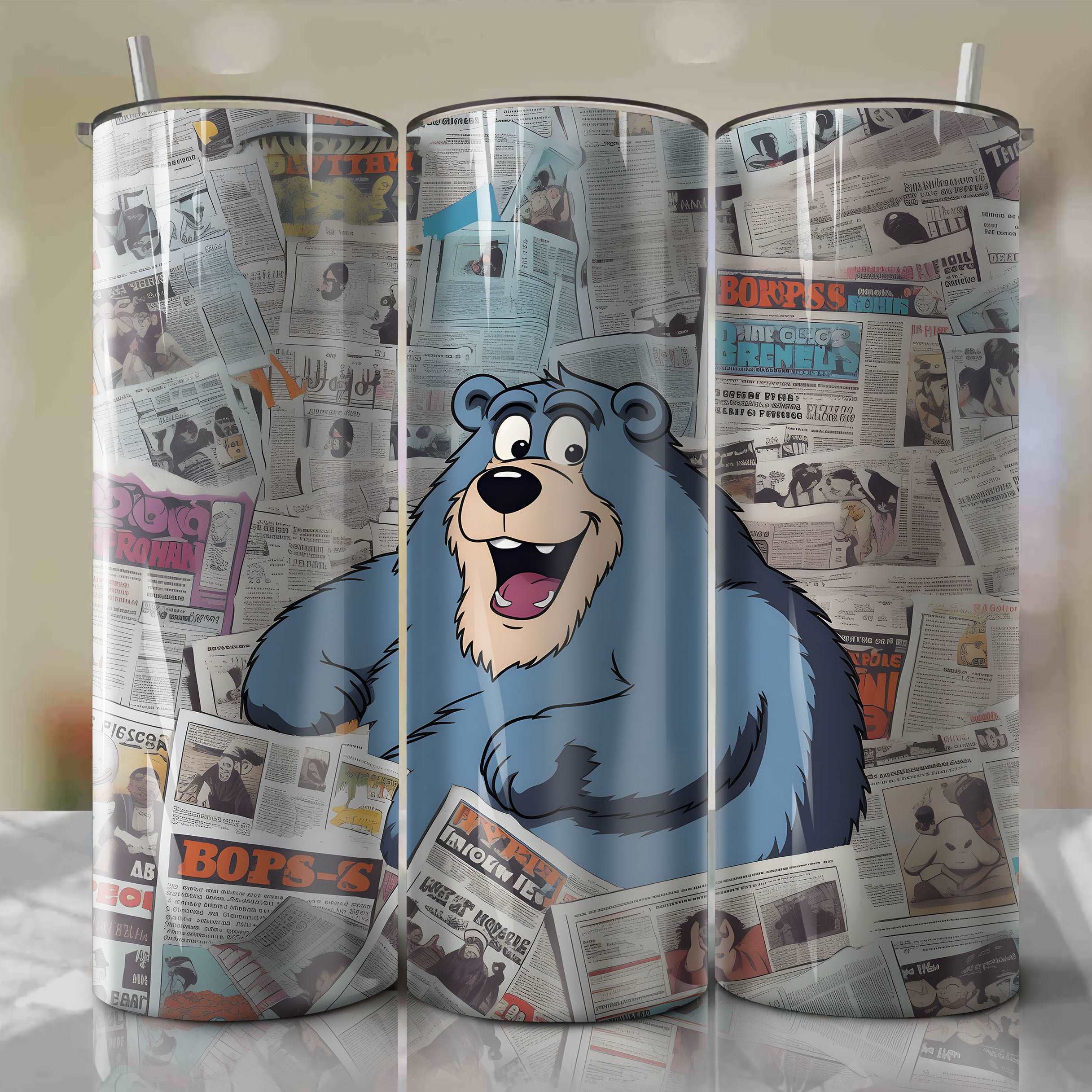 Baloo cartoon | Newspaper | Wrap PNG Skinny Tumbler 20oz | Sublimation