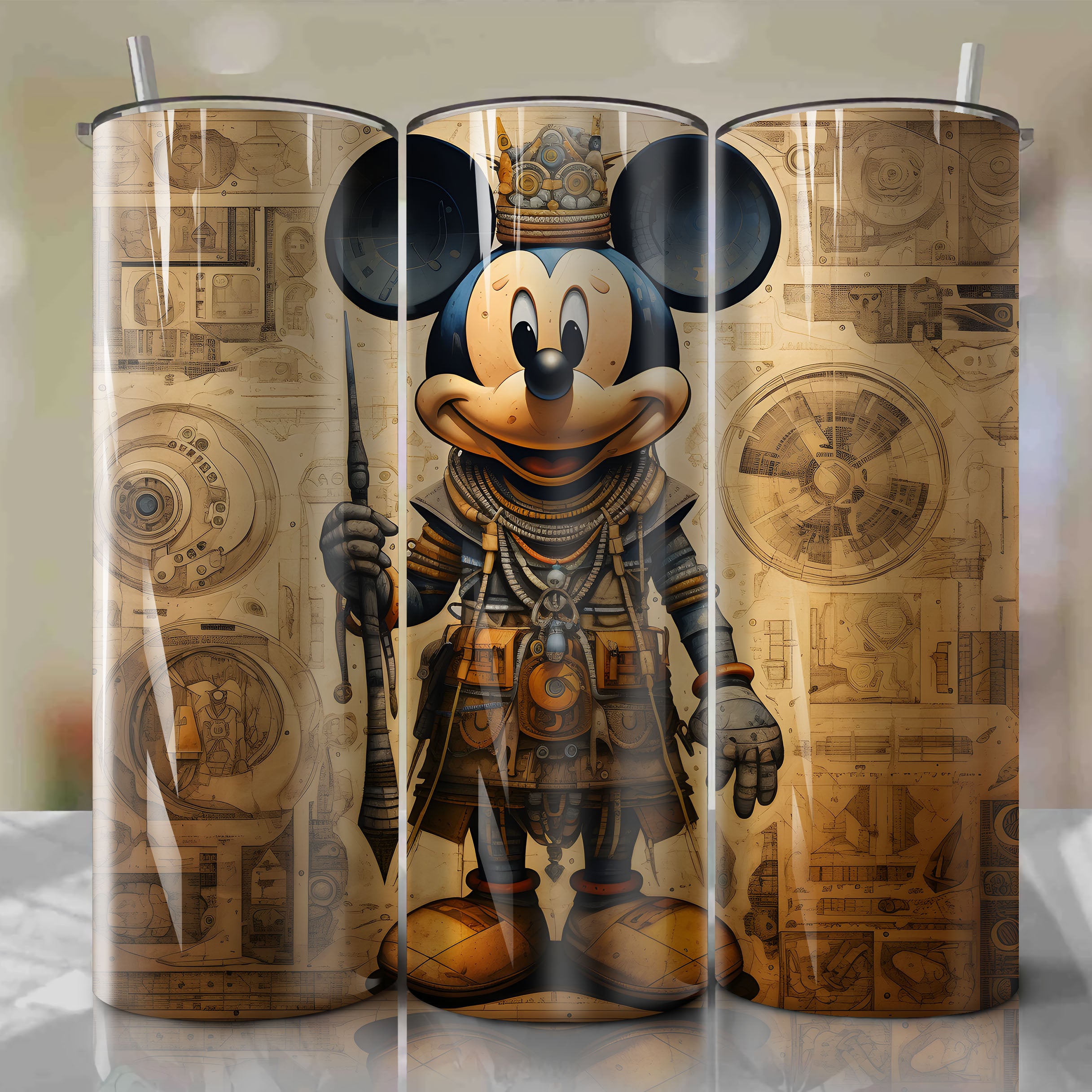Tumbler Wrap: Mickey Mouse Mummy Design with Ancient Egyptian Hierogly