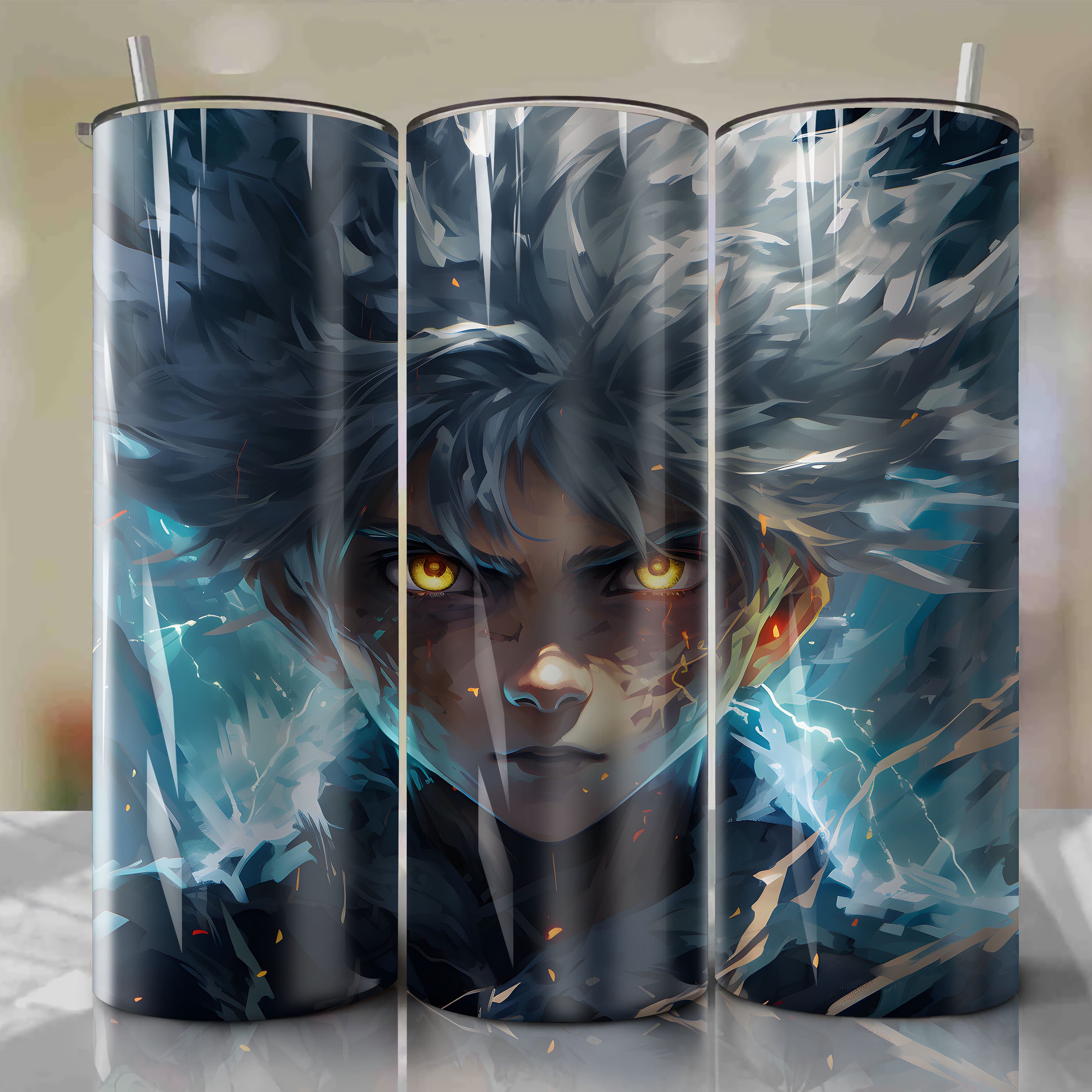 Killua Zoldyck Godspeed Lightning Cloud Tumbler Wrap - Electrifying 3D