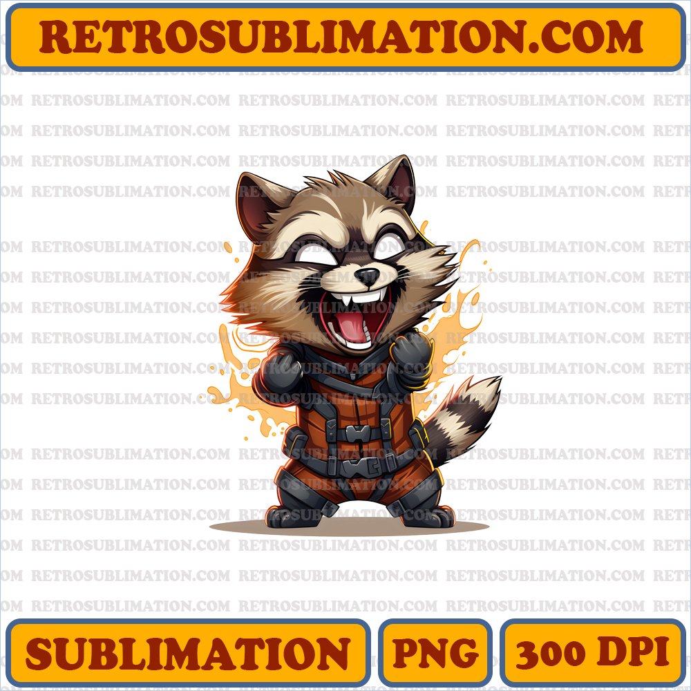 Rocket Raccoon Chibi Laughter - Hysterically Funny PNG Digital Downloa