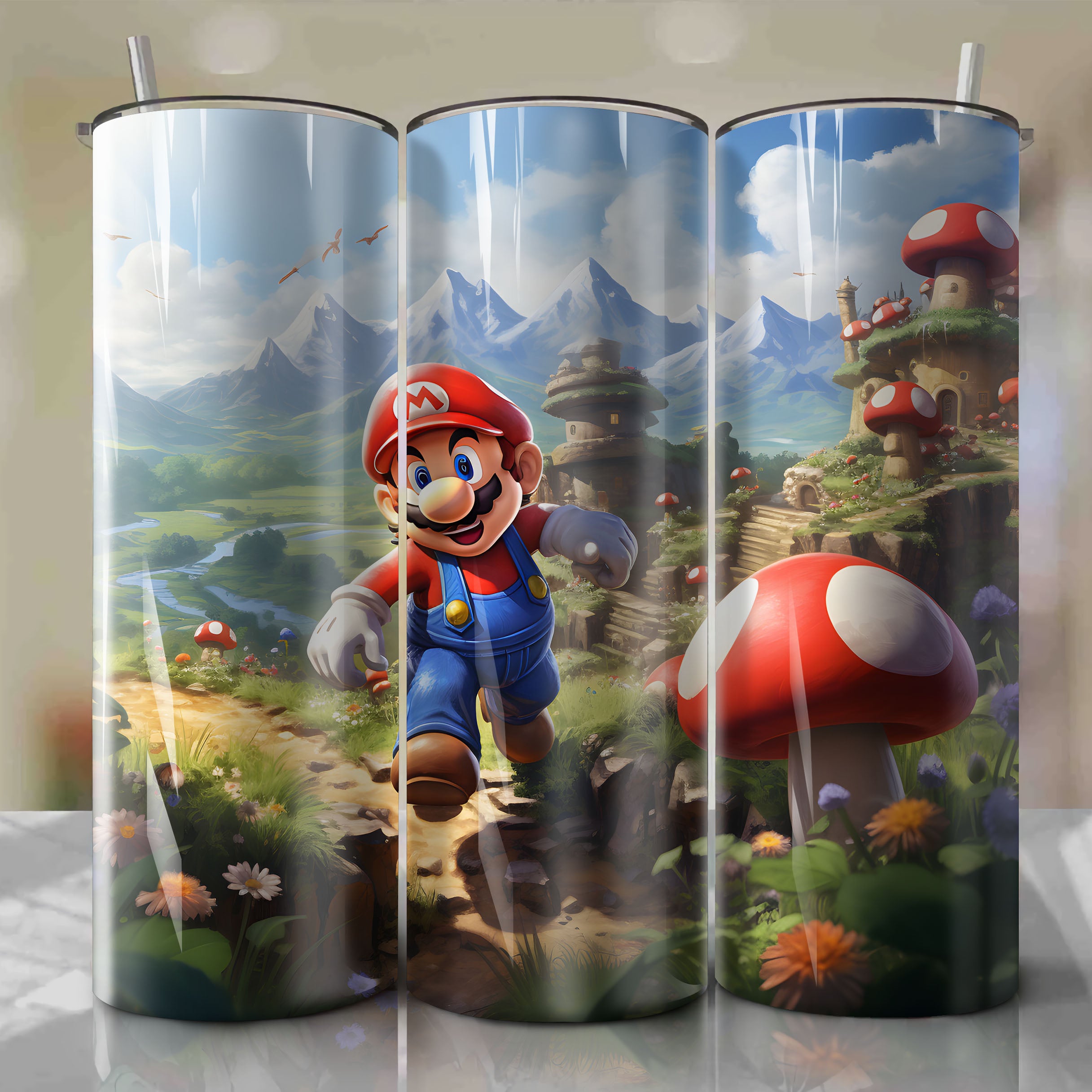 20 Oz Tumbler Wrap - Mario Themed Design for a Whimsical and Energetic