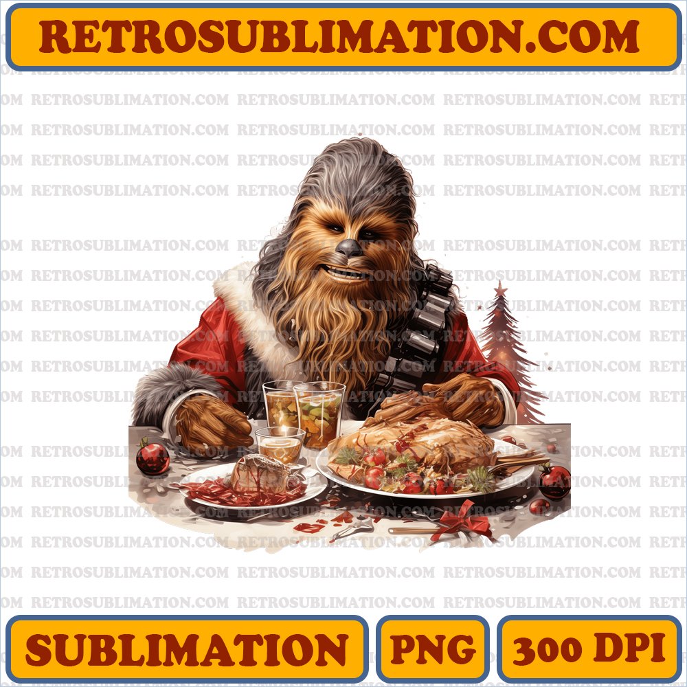 Christmas Chewbacca Feast - Star Wars Cartoon - High-Contrast Sublimat