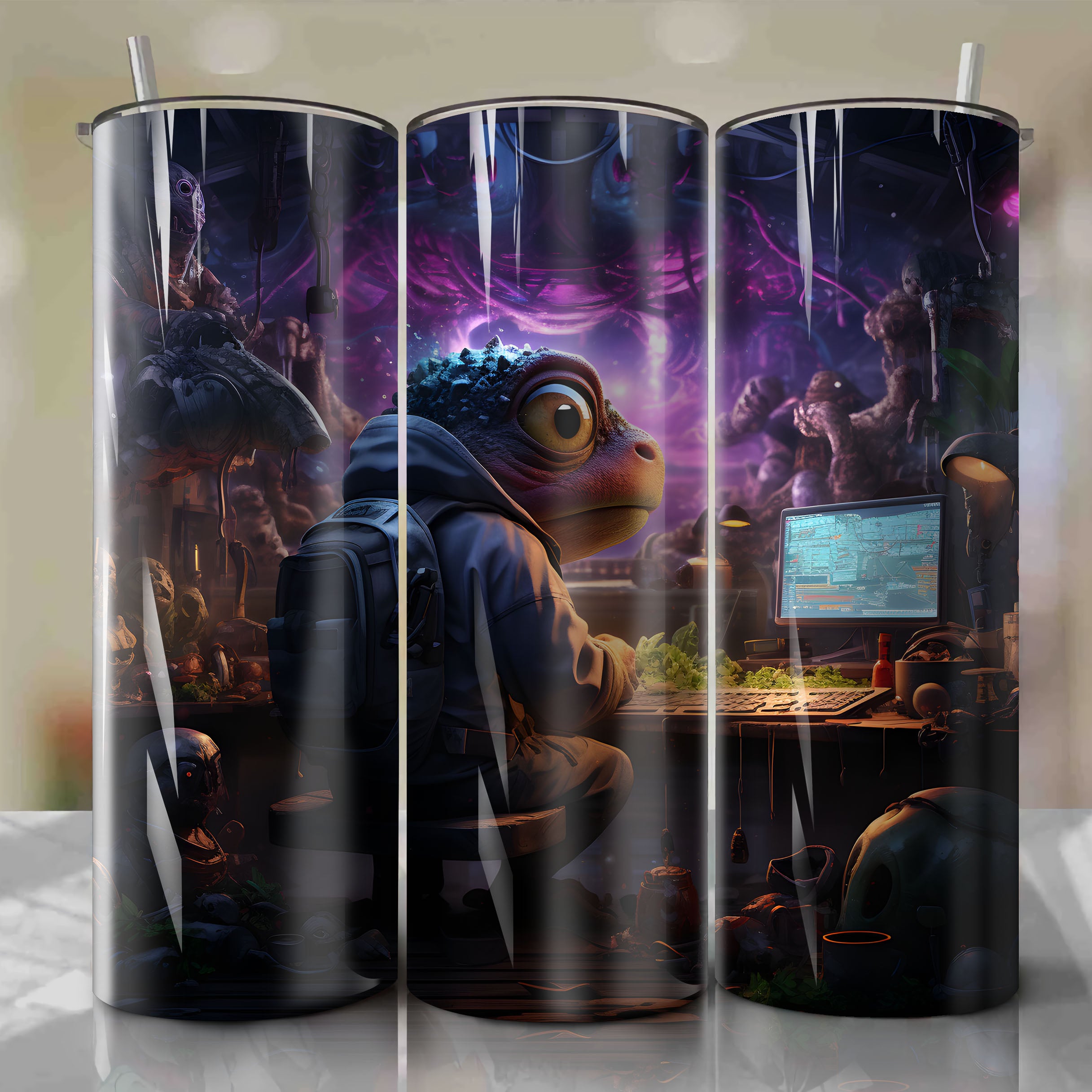 Tech-savvy engineer investigates mysterious alien tech with vibrant 3D